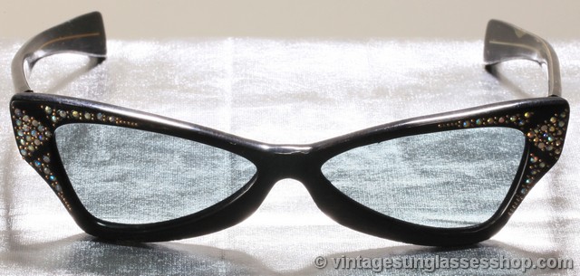 1950s French Rhinestone Cat Eye Sunglasses